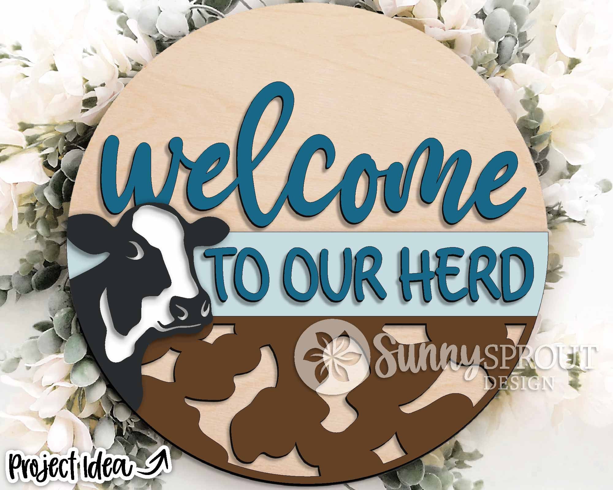 Welcome to Our Herd Cow Digital Download Round Door Hanger - Etsy