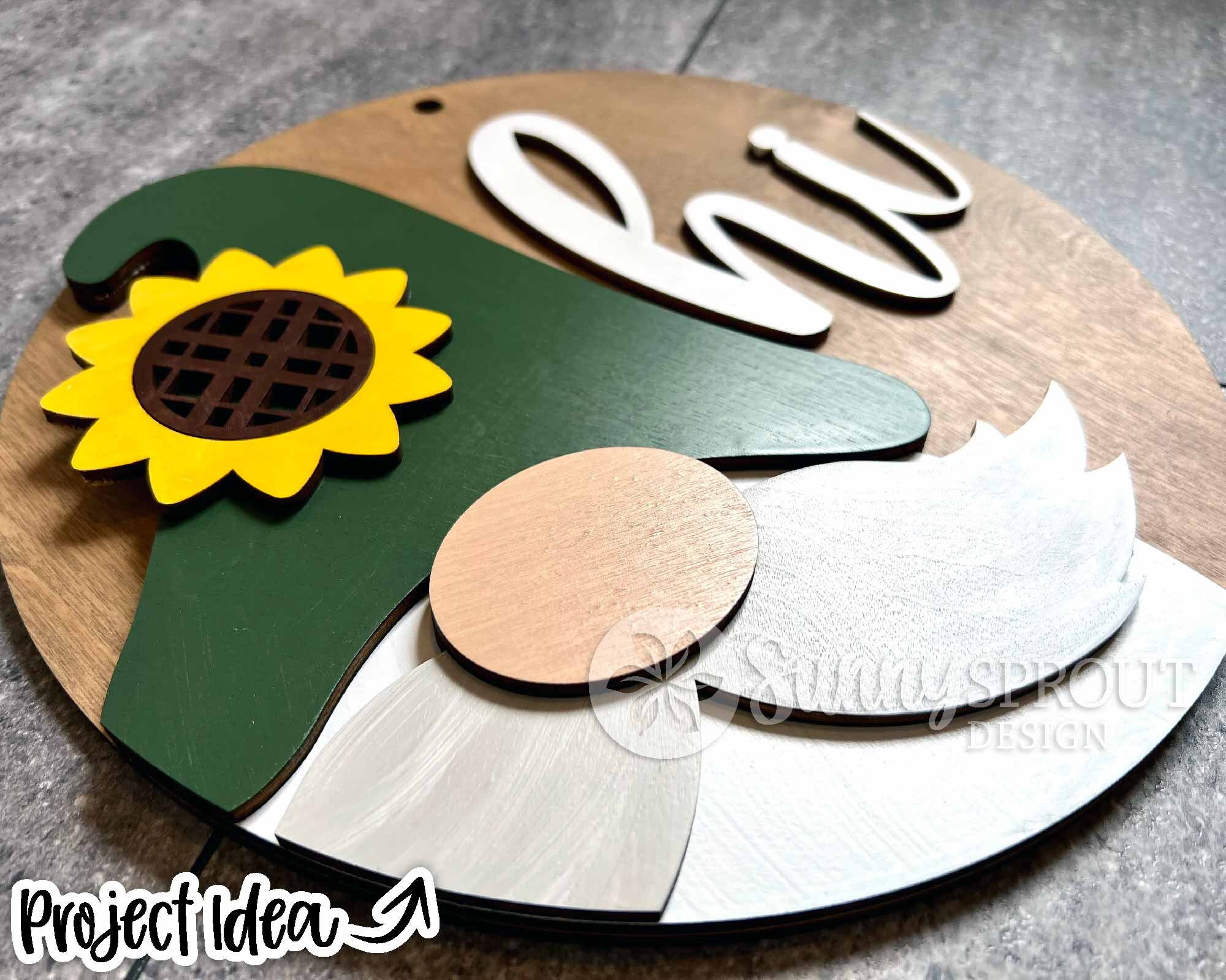Hi Sunflower Gnome Sign DIGITAL Download Round Door Hanger - Etsy
