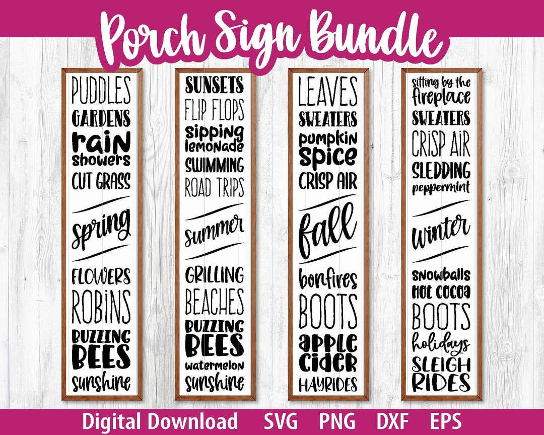 Seasonal Things Porch Sign Bundle | Digital Download | Print File ...