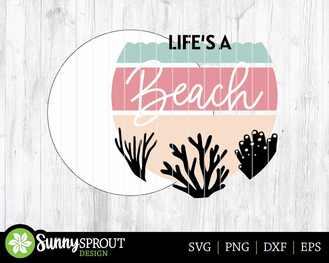 Life's A Beach Coral Sign Digital Download Round Door - Etsy