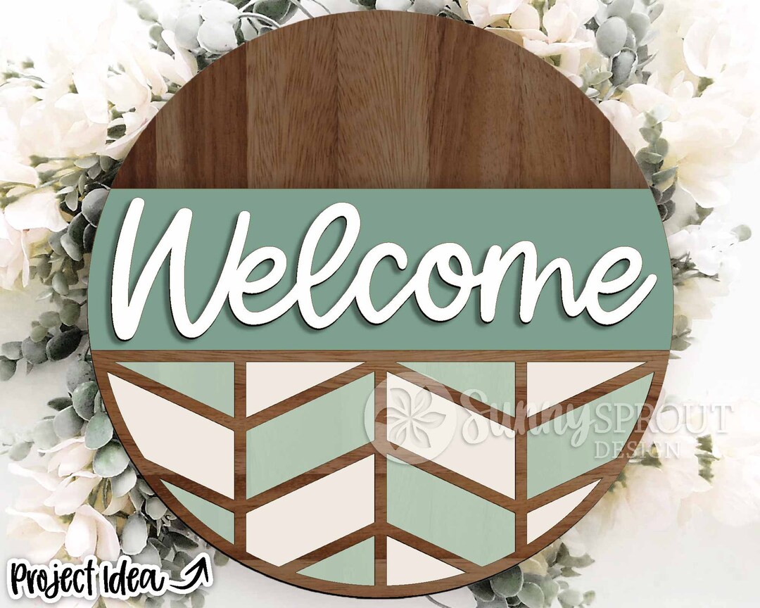 Chevron Geometric Welcome Sign, Digital Download, Round Door Hanger Svg ...
