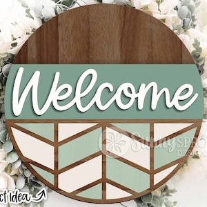 Chevron Geometric Welcome Sign, Digital Download, Round Door Hanger Svg ...