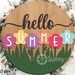 Hello Summer Flower Sign, Round Door Hanger Svg, Summer Welcome Sign ...