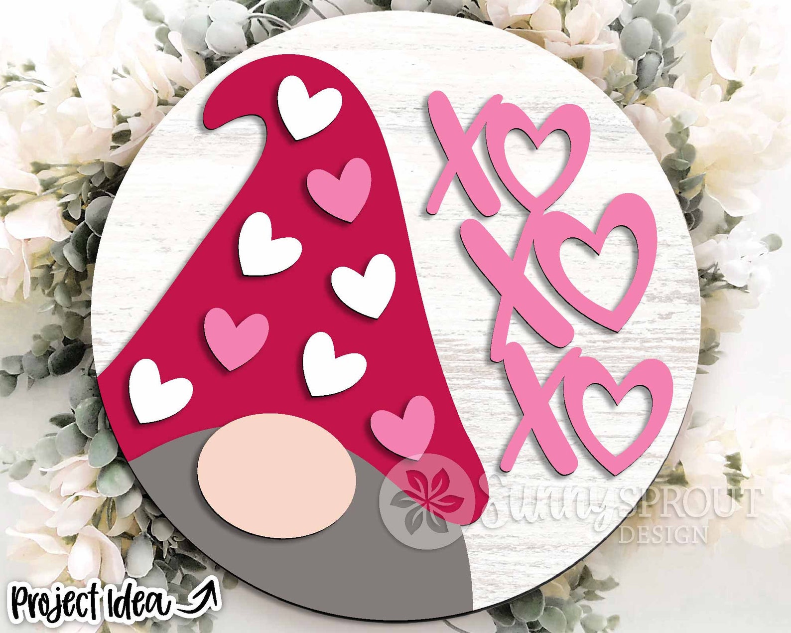 Heart Gnome XOXO Sign Digital Download Round Door Hanger - Etsy