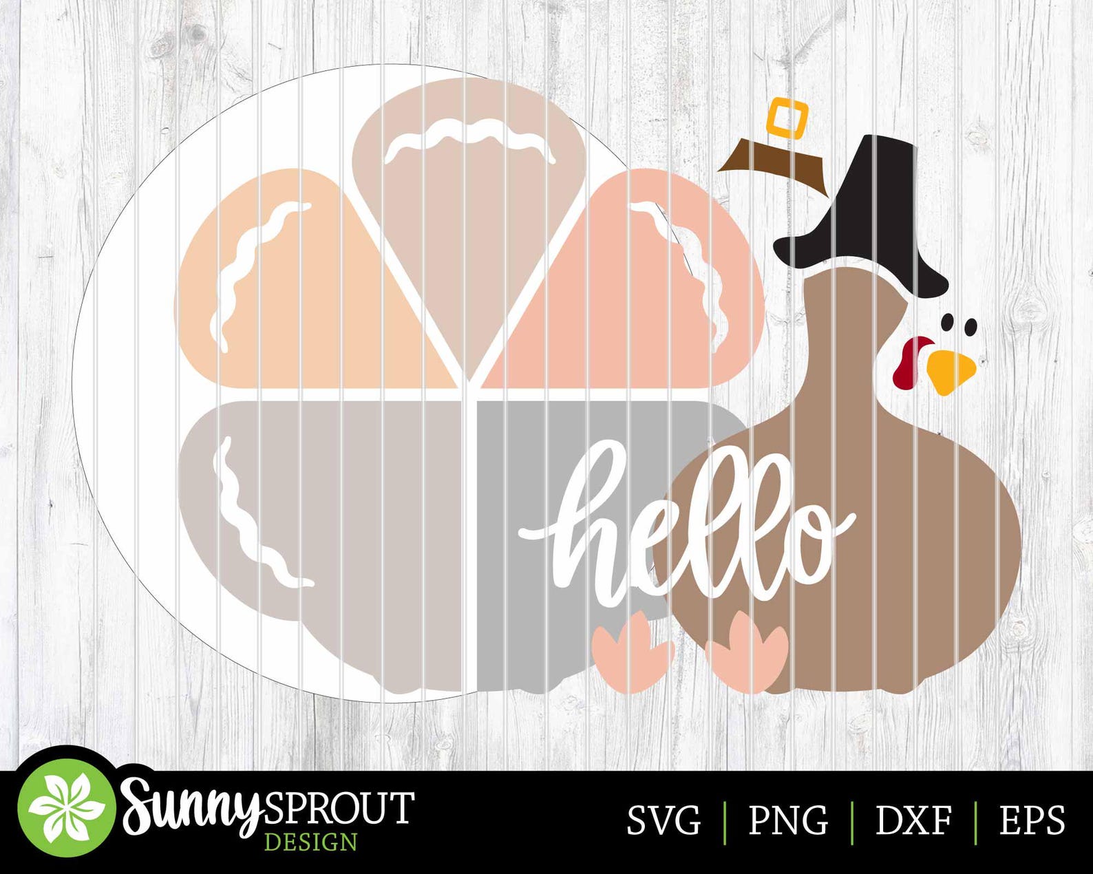 Pilgrim Turkey Hello Sign, Digital Download, SVG Laser Cut File, Cricut ...