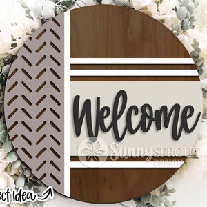 Welcome Vertical Pattern Sign, Digital Download, Round Door Hanger Svg ...