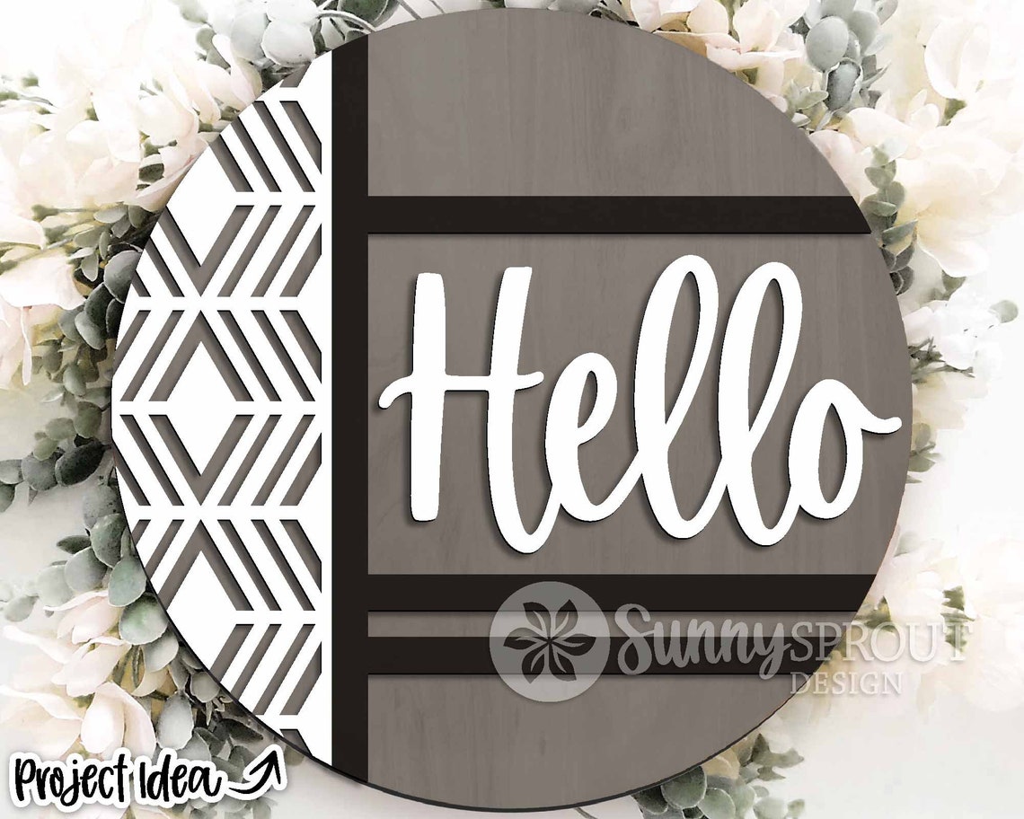 Hello Geometric Welcome Sign, Digital Download, SVG Laser Cut File ...