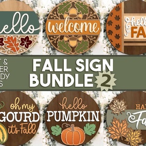Fall Laser Sign Bundle 2, Digital Download, Round Door Hanger ...