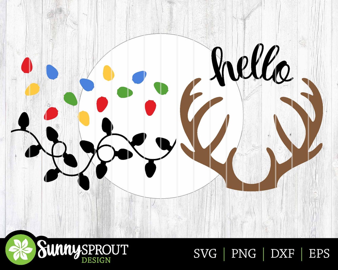 Hello Reindeer Lights Sign DIGITAL Download Round Door - Etsy