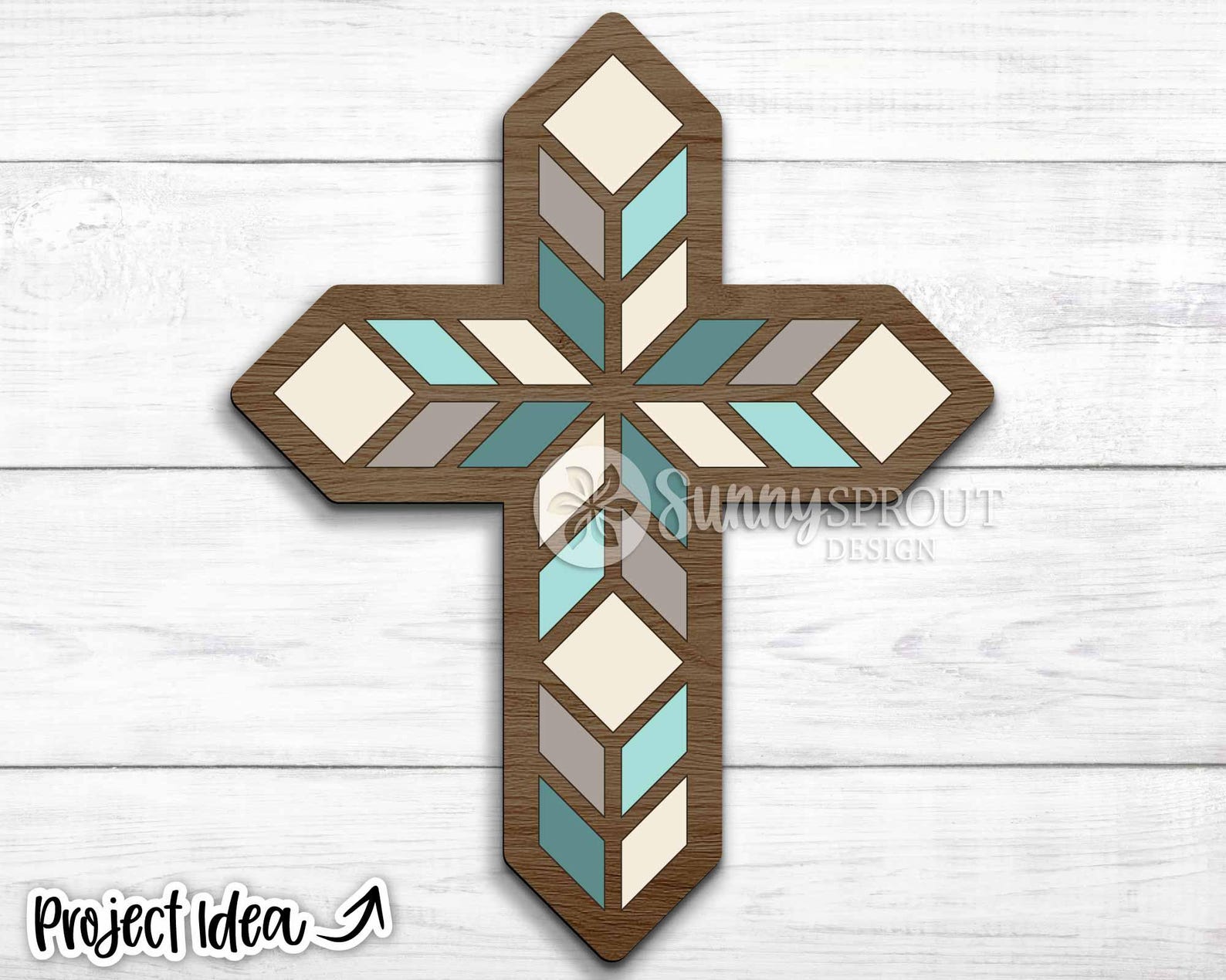 Barn Quilt Pattern Cross SVG, Door Hanger Svg, Glowforge Laser Cut File ...