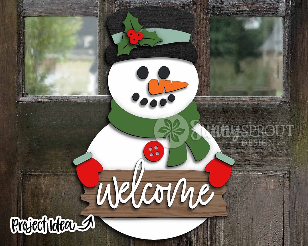 Snowman Welcome Door Hanger Design, DIGITAL Download, Glowforge Laser ...