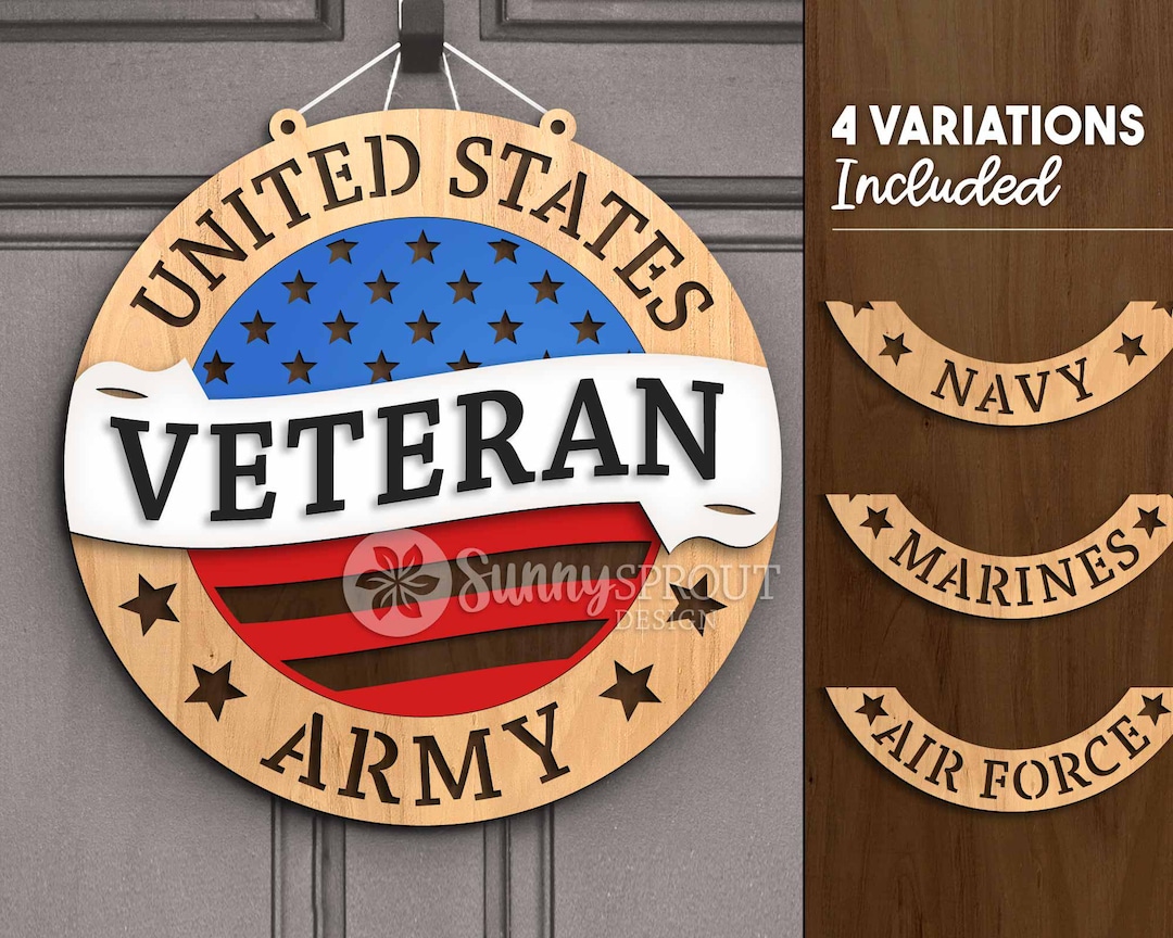 United States Military Veteran Sign, DIGITAL Download, Round Door ...