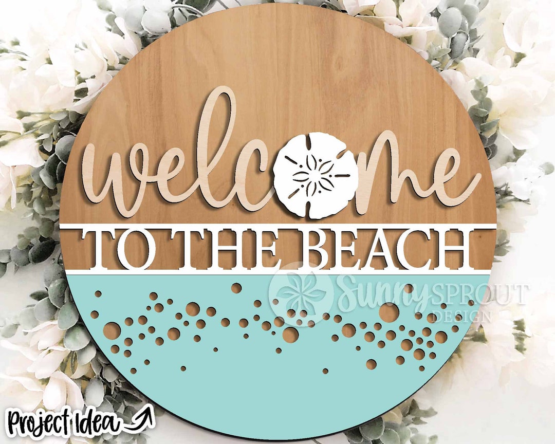 Welcome to the Beach Sign, Digital Download, Round Door Hanger Svg ...