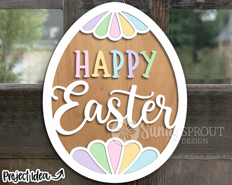 Happy Easter Egg Sign Digital Download Round Door Hanger - Etsy
