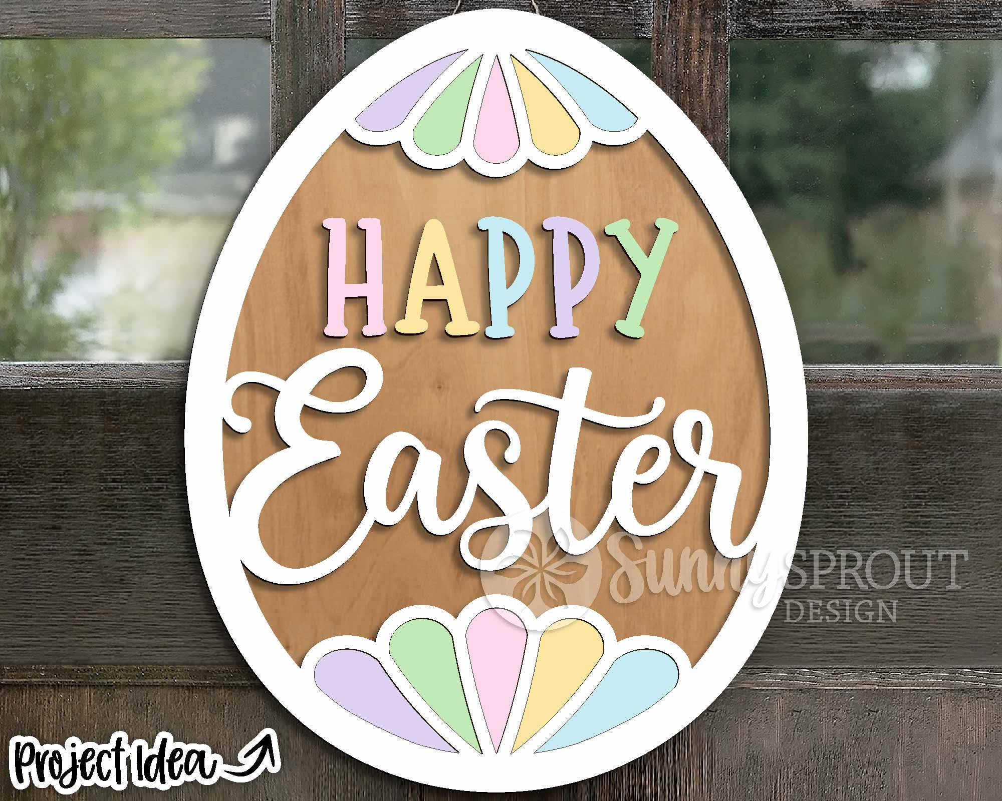 Happy Easter Egg Sign Digital Download Round Door Hanger - Etsy