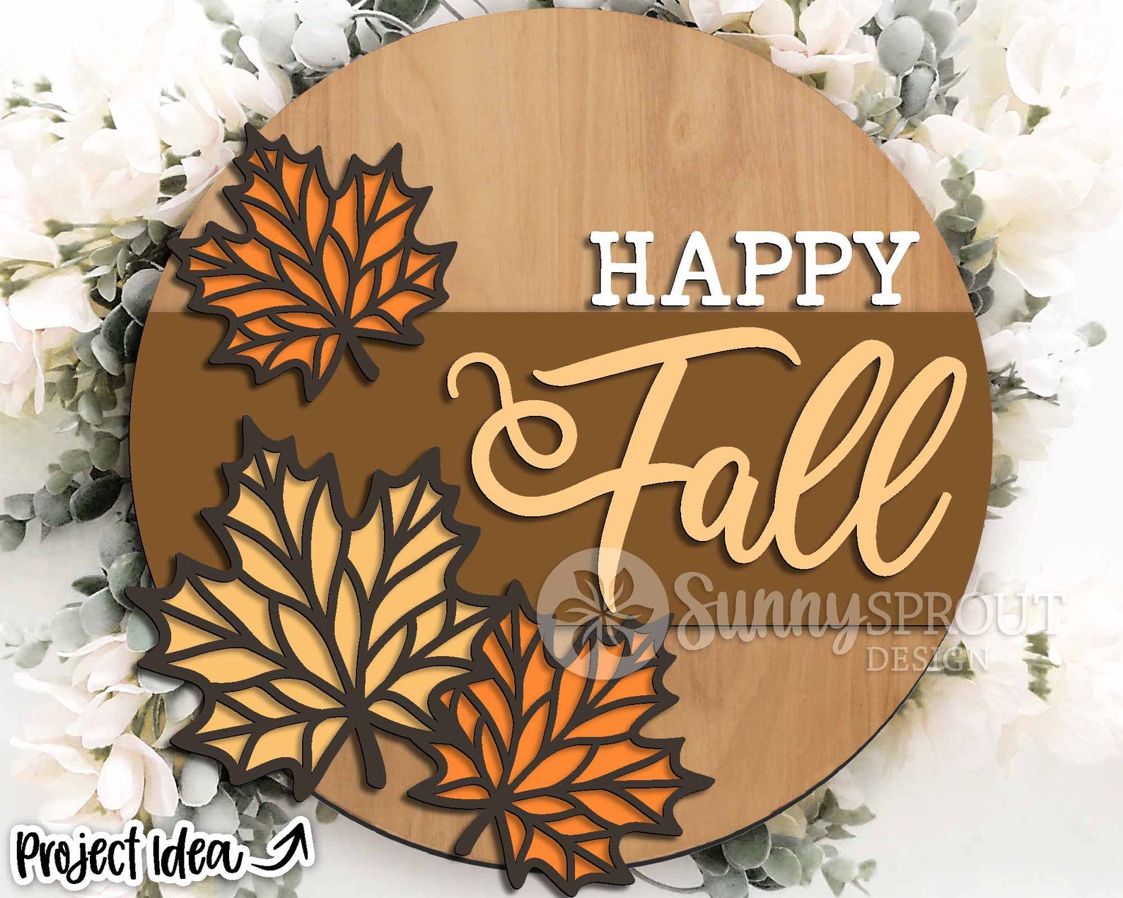 Happy Fall Maple Leaves Sign, Digital Download, SVG Laser Cut File ...