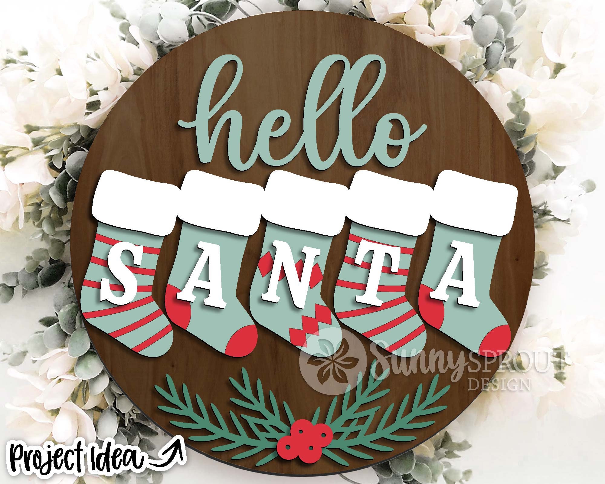 Hello Santa Stockings Sign, Digital Download, SVG Laser Cut File ...