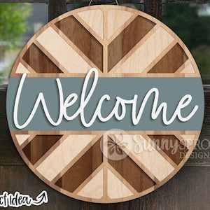 Chevron Geometric Welcome Sign, Digital Download, Round Door Hanger Svg ...
