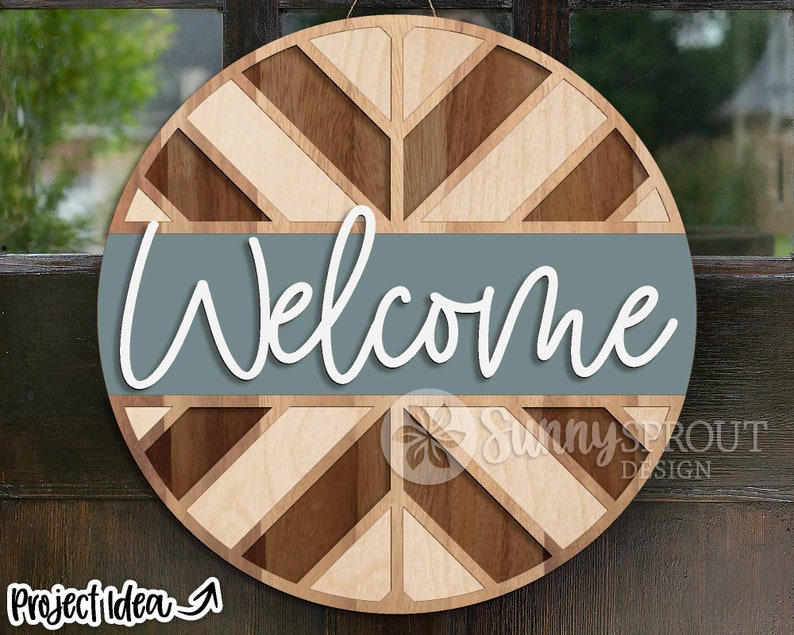 Chevron Geometric Welcome Sign Digital Download Round Door - Etsy