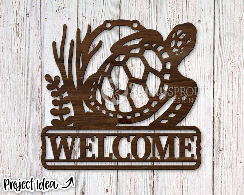 Welcome Sea Turtle Sign, Digital Download, Door Hanger SVG, Glowforge ...