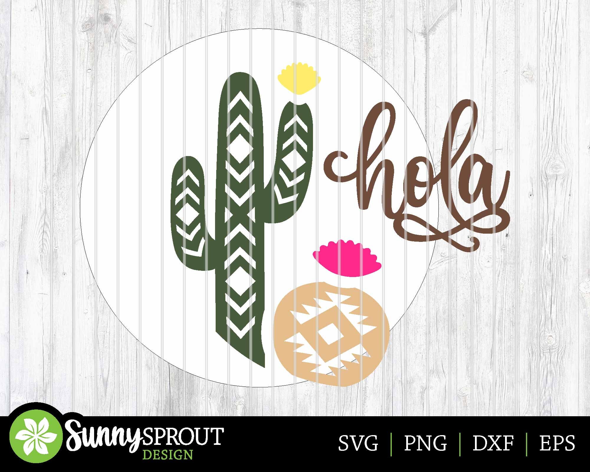 Hola Aztec Cactus Sign, Digital Download, SVG Laser Cut File, Cricut ...