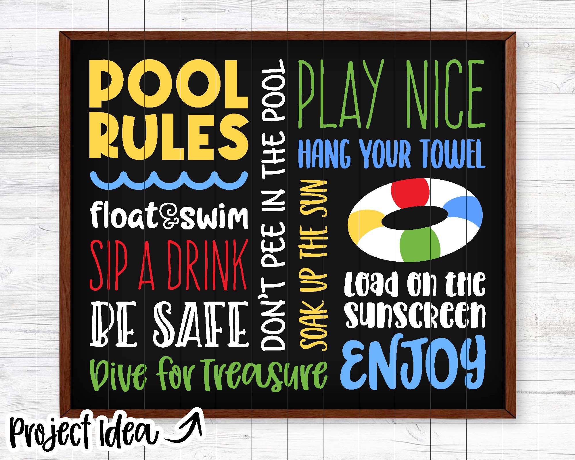 Craft Supplies & Tools Pool Rules Sign Glowforge Digital File Pool ...