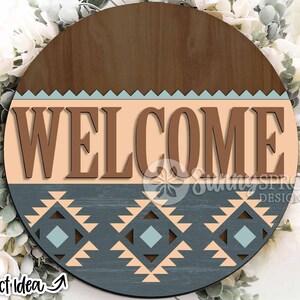 Welcome Southwest Pattern Sign, Digital Download, Round Door Hanger Svg ...