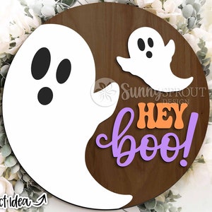 Hey Boo Ghost Sign, Digital Download, Glowforge Laser File, Cricut Cut ...