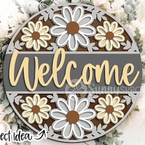 Spring Sign Bundle 3, DIGITAL Download, Round Door Hanger Svg ...