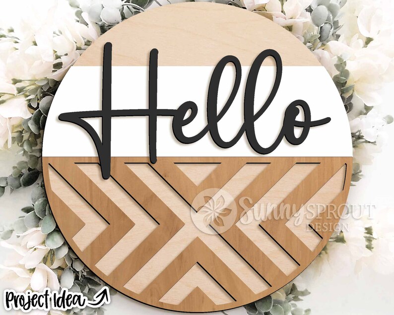 Hello Geometric Welcome Sign Digital Download Round Door - Etsy