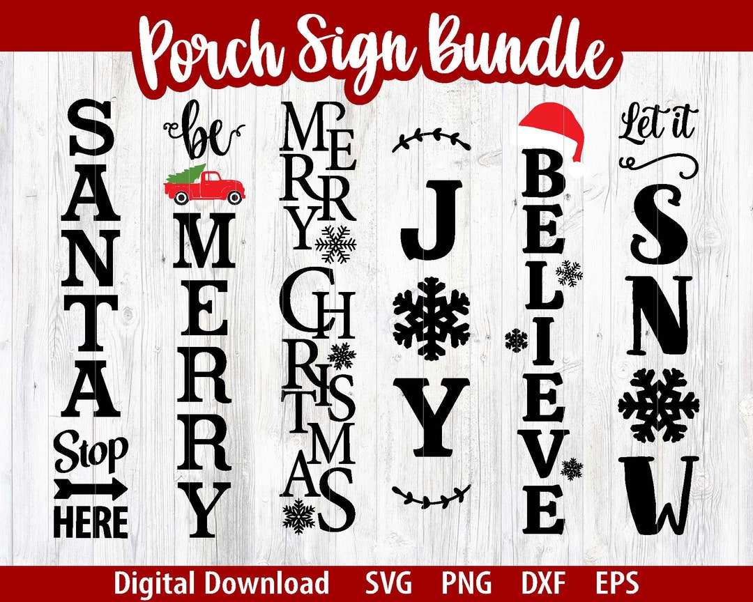 Christmas Porch Sign SVG Bundle, 6 Designs, Cricut Cut File, Silhouette ...