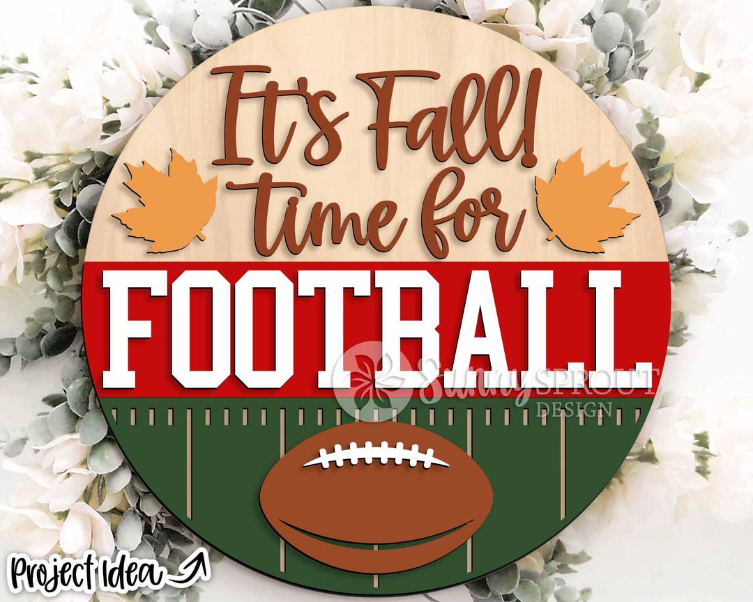 It's Fall! Time for Football Sign, Digital Download, Round Door Hanger ...