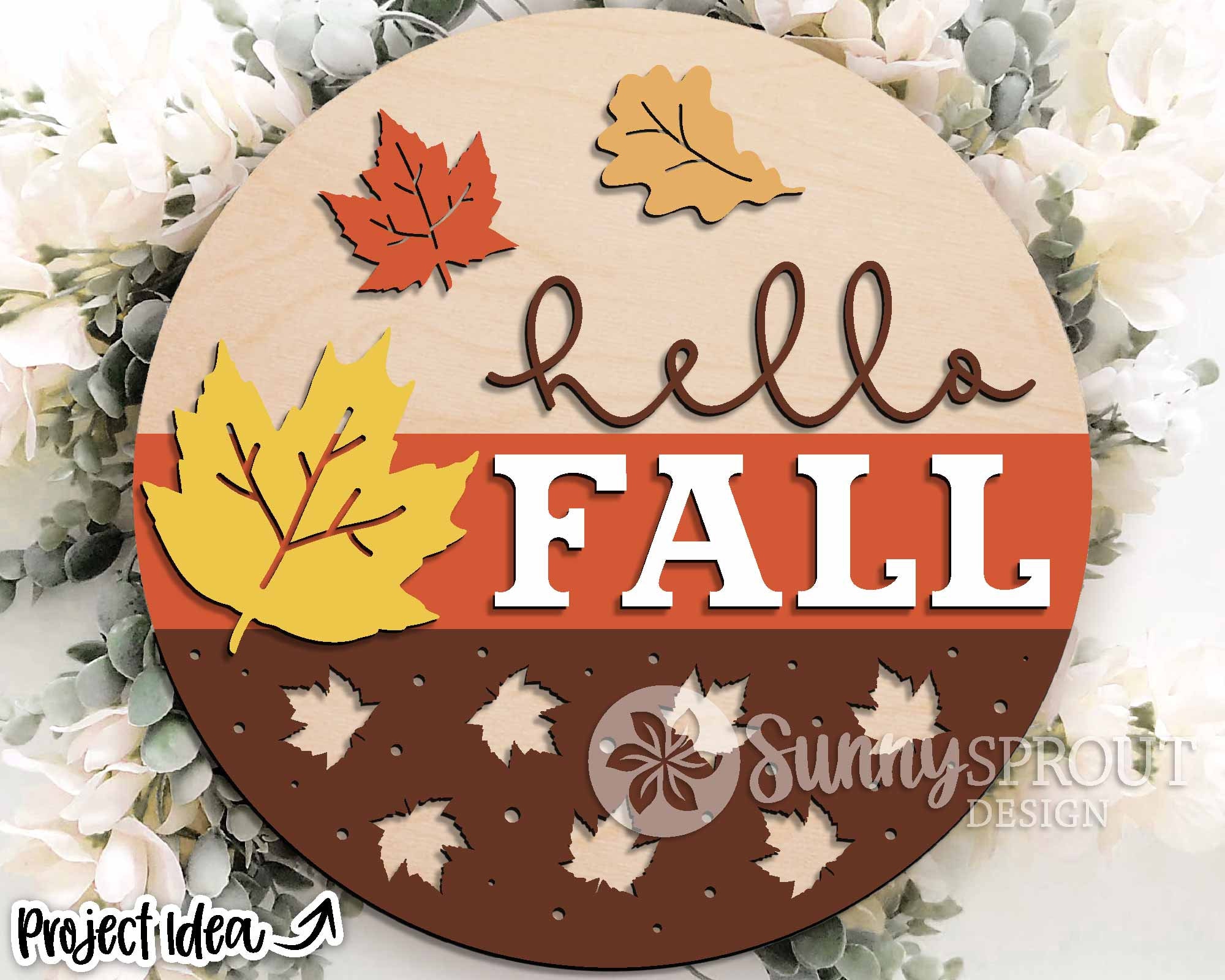 Hello Fall Leaf Sign, Digital Download, SVG Laser Cut File, Cricut ...