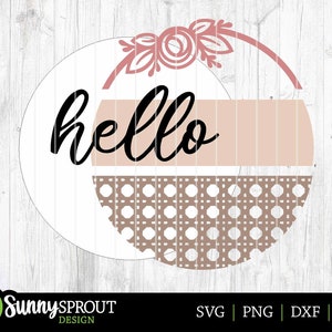 Hello Rattan Pattern Sign, Digital Download, Round Door Hanger Svg ...