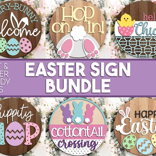 Happy Easter Bunny Eggs Sign Digital Download Round Door - Etsy