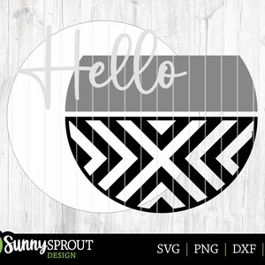Hello Geometric Welcome Sign, Digital Download, Round Door Hanger Svg ...