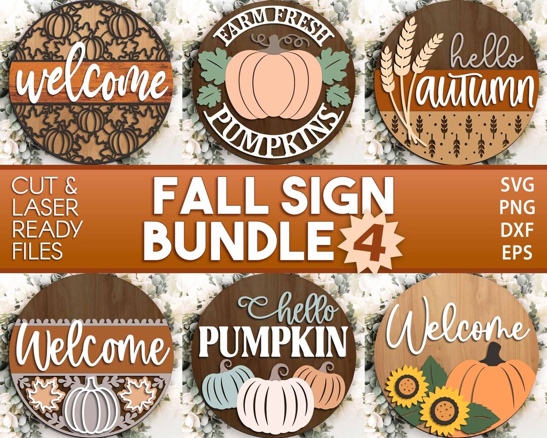 Fall Laser Sign Bundle 4, Digital Download, Round Door Hanger ...