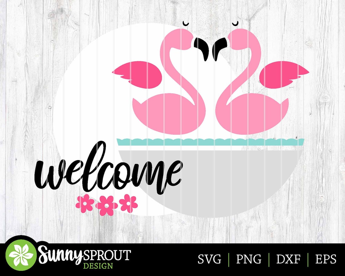Welcome Flamingo Love Sign Digital Download Round Door - Etsy