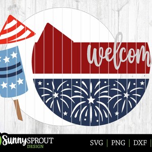 Welcome Firecracker Sign, Round Door Hanger Svg, Glowforge Laser File ...