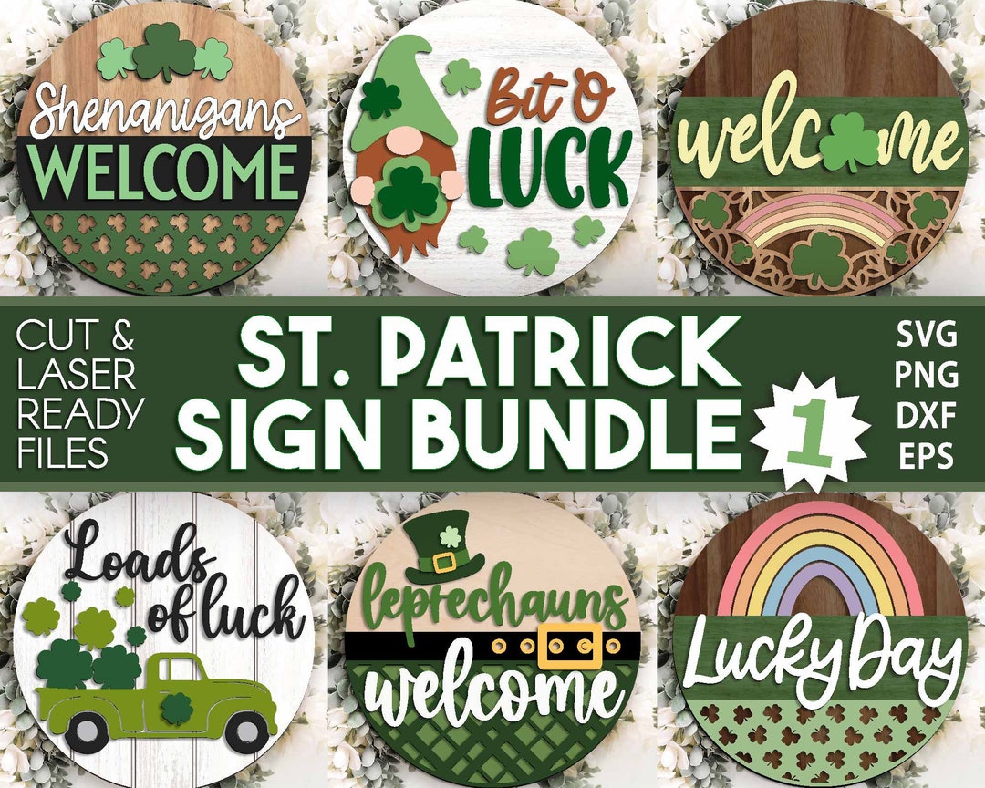 St. Patrick Laser Sign Bundle 1, Digital Download, Round Door Hanger ...