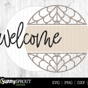 Welcome Boho Pattern Sign, Digital Download, Round Door Hanger Svg ...