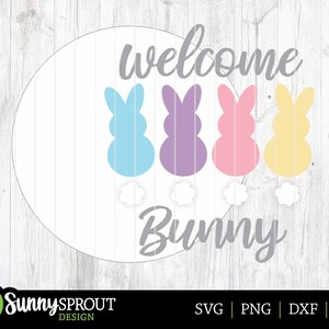 Welcome Bunny Tail Sign, Digital Download, Round Door Hanger Svg ...