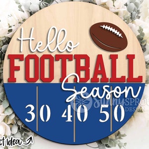 Hello Football Season Sign, Digital Download, Round Door Hanger Svg ...