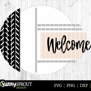 Welcome Vertical Pattern Sign, Digital Download, Round Door Hanger Svg ...
