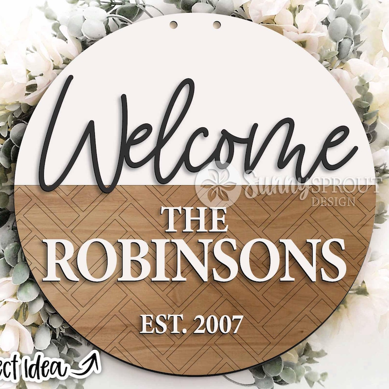 Round Welcome Sign - Etsy