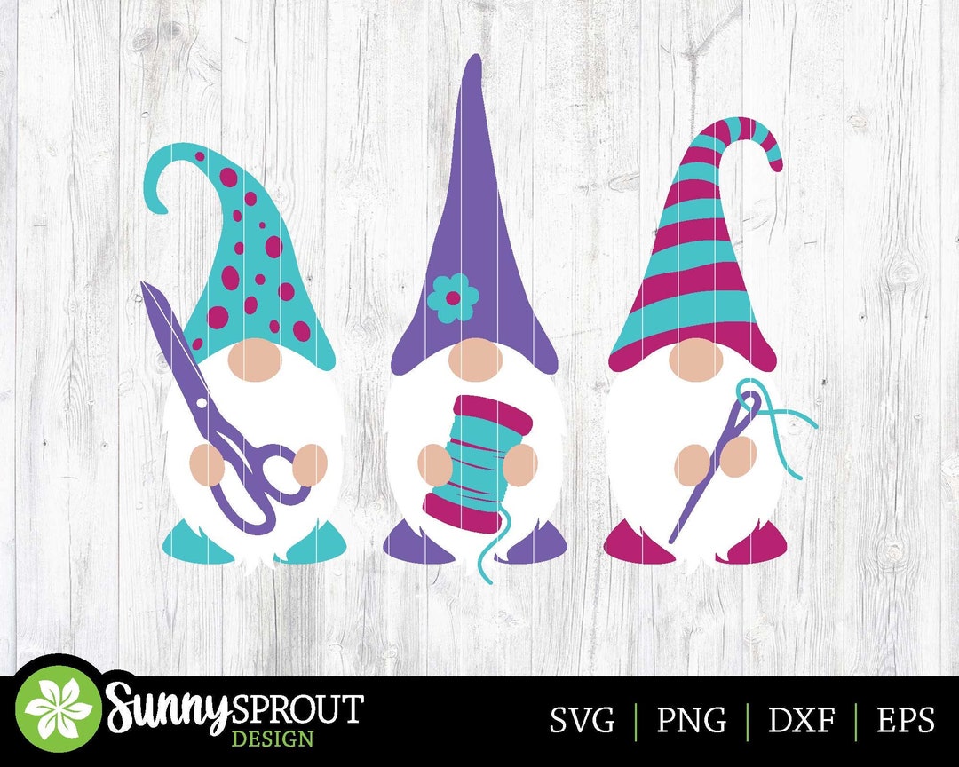 Three Gnomes Sewing Notions SVG, Cricut SVG Cut File, Silhouette ...