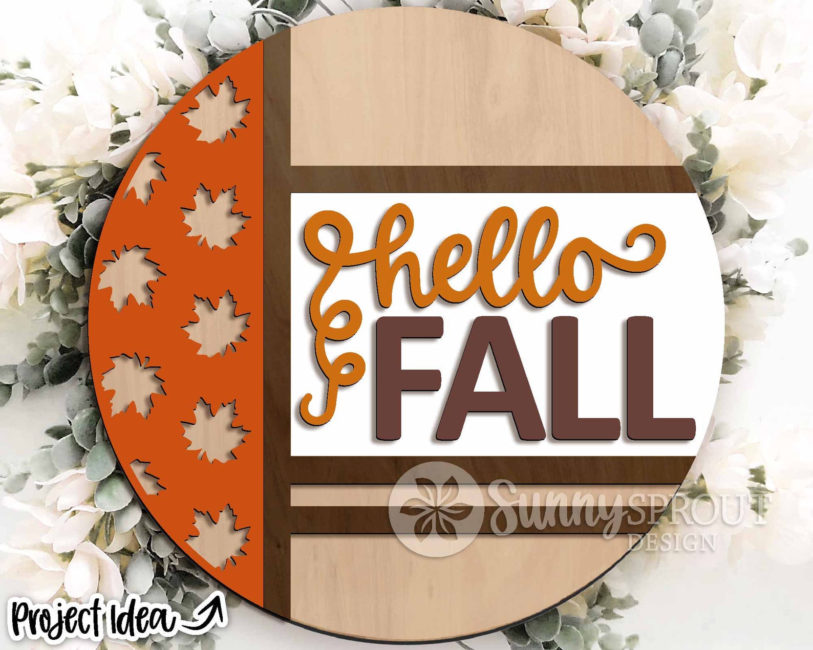 Hello Fall Leaves Sign, Digital Download, SVG Laser Cut File, Cricut ...