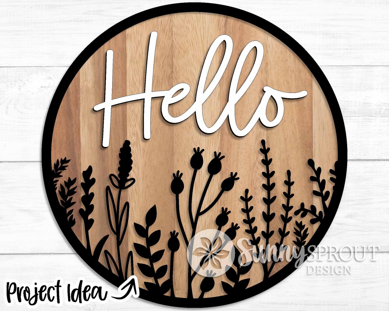 Floral Welcome Laser Sign Bundle, Round Door Hanger Svg, Glowforge ...