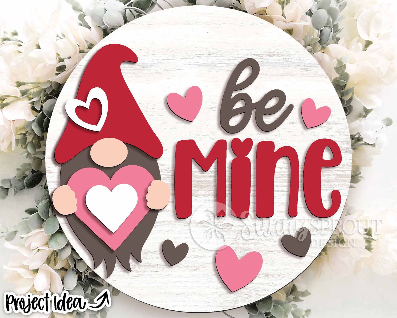 Be Mine Heart Gnome Sign Digital Download Round Door Hanger - Etsy