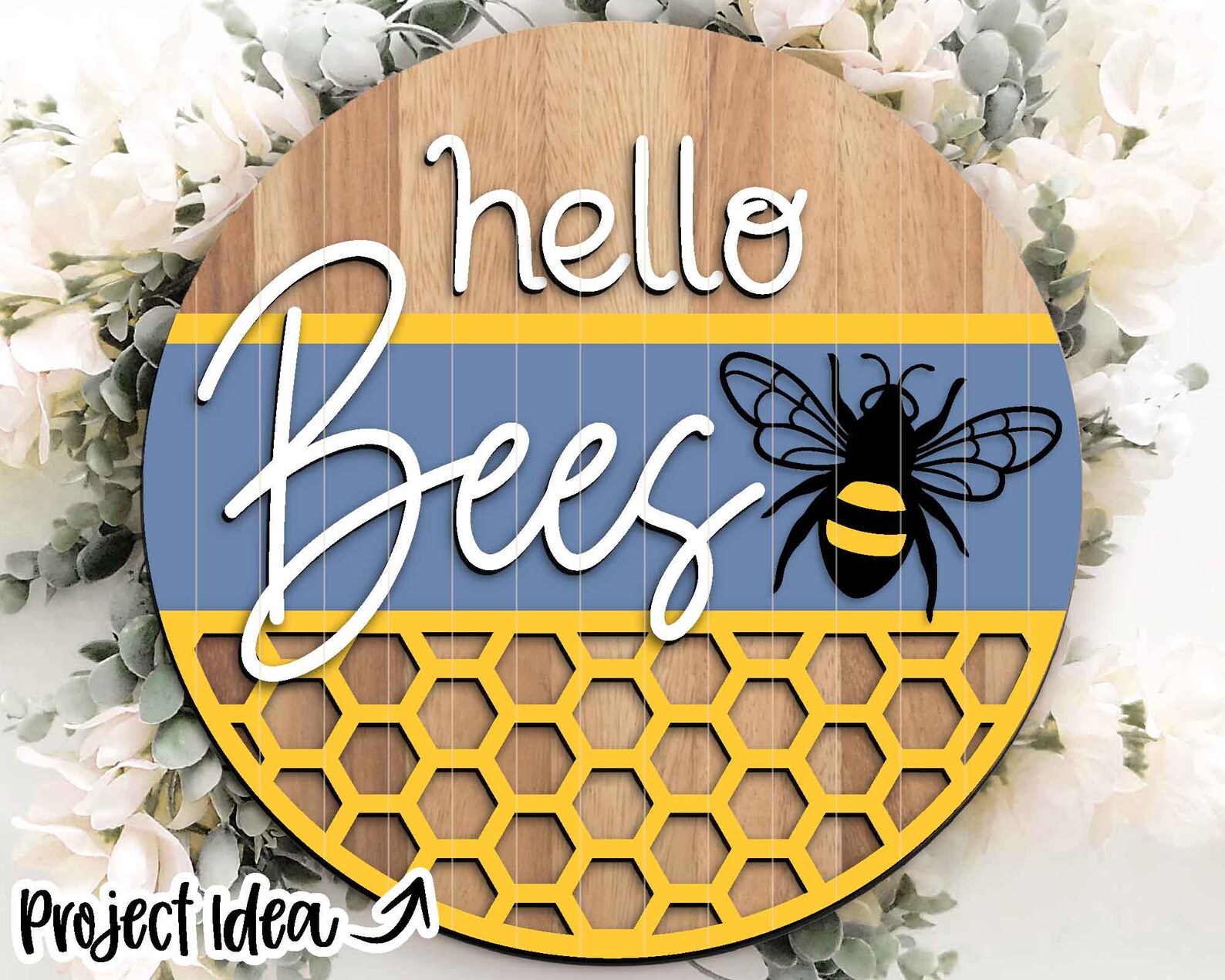 Hello Bees Svg Digital Download Round Door Hanger Svg | Etsy